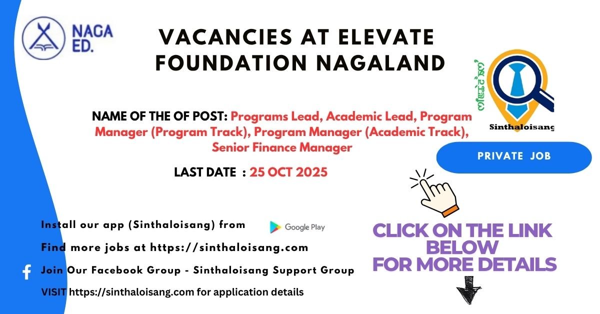 VACANCIES AT ELEVATE FOUNDATION NAGALAND