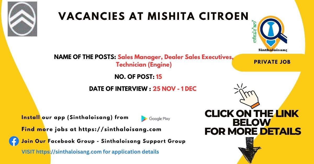 VACANCIES AT MISHITA CITROEN